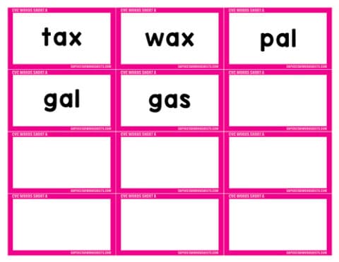 CVC Flashcards - Superstar Worksheets