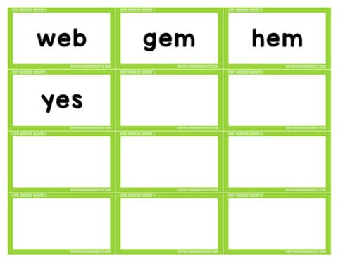 CVC Flashcards - Superstar Worksheets