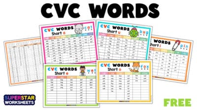 CVC Word List - Superstar Worksheets