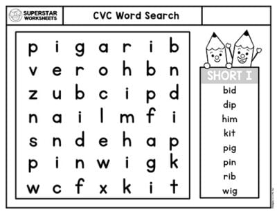 CVC Worksheets - Superstar Worksheets