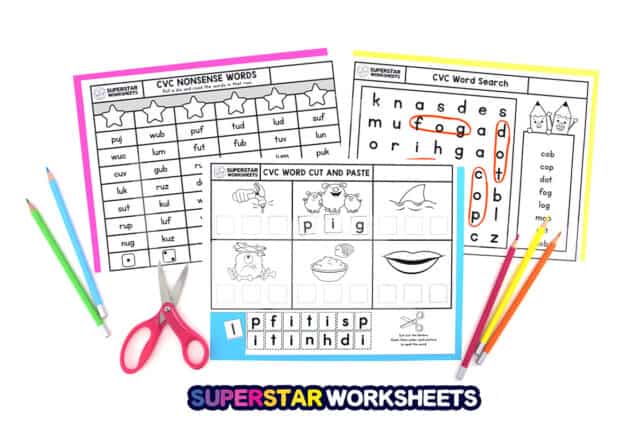 CVC Worksheets - Superstar Worksheets