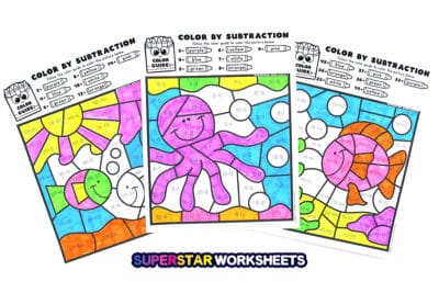 Subtraction Color By Number - Superstar Worksheets