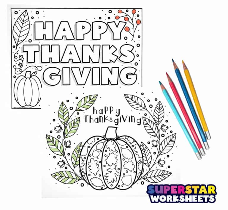 Thanksgiving Coloring Pages (Free Printables) - Superstar Worksheets