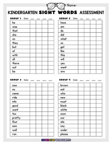 Sight Word Assessments - Superstar Worksheets