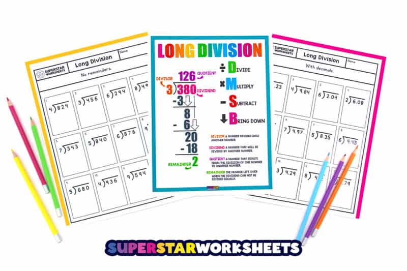 Long Division Worksheets - Superstar Worksheets