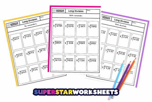 Long Division Worksheets - Superstar Worksheets