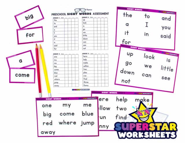Sight Word Assessments - Superstar Worksheets