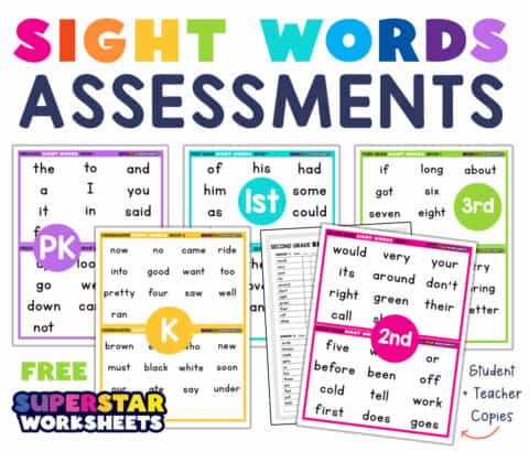 Sight Word Assessments (Free Printables) - Superstar Worksheets