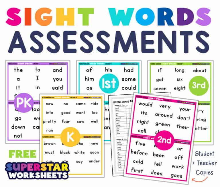 Sight Word Assessments - Superstar Worksheets