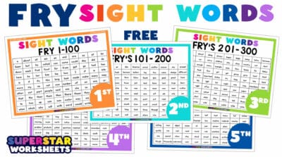 Fry Sight Words - Superstar Worksheets
