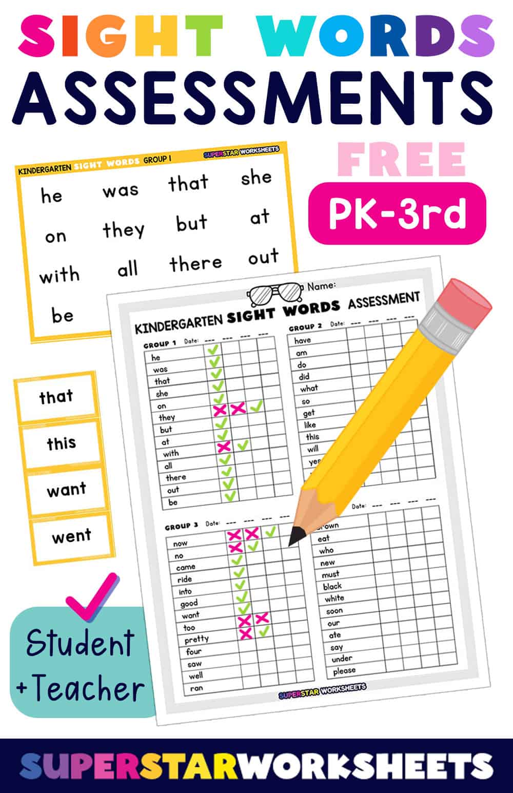 Sight Word Assessments - Superstar Worksheets