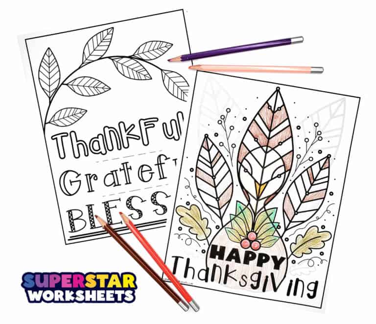 Thanksgiving Coloring Pages (Free Printables) - Superstar Worksheets