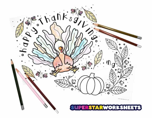 Thanksgiving Coloring Pages (Free Printables) - Superstar Worksheets