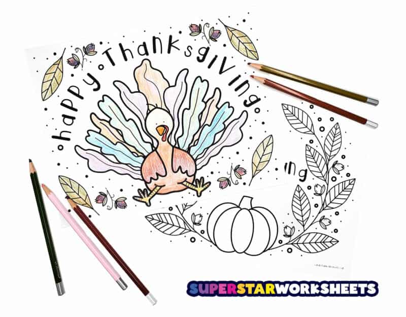 Thanksgiving Coloring Pages (Free Printables) - Superstar Worksheets