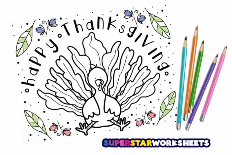 Thanksgiving Coloring Pages (Free Printables) - Superstar Worksheets