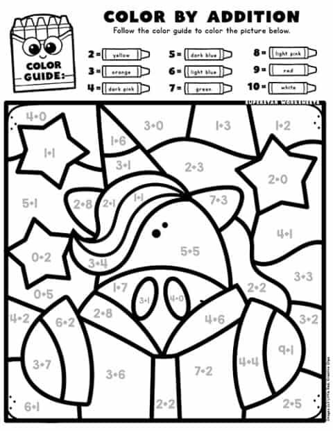 Unicorn Color By Number - Superstar Worksheets