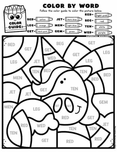 Unicorn Color By Number - Superstar Worksheets