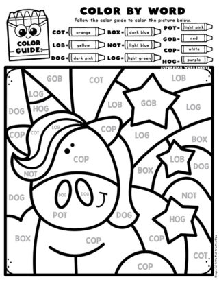 Unicorn Color By Number - Superstar Worksheets