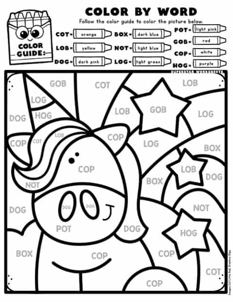 Unicorn Color By Number - Superstar Worksheets