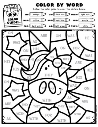 Unicorn Color By Number - Superstar Worksheets