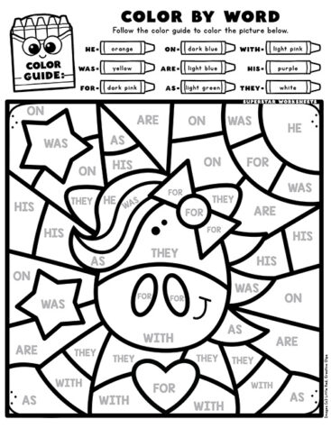 Unicorn Color By Number - Superstar Worksheets