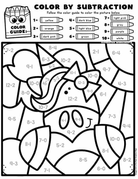 Unicorn Color By Number - Superstar Worksheets