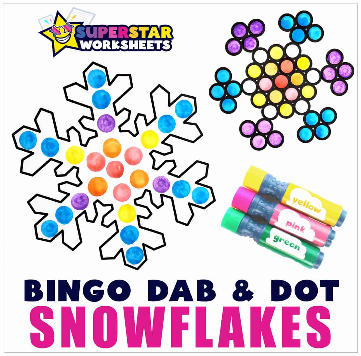 Bingo Dab & Dot Snowflakes Craft - Superstar Worksheets