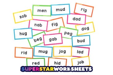 CVC Flashcards - Superstar Worksheets