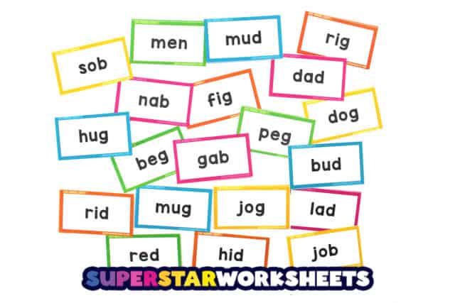 CVC Flashcards - Superstar Worksheets