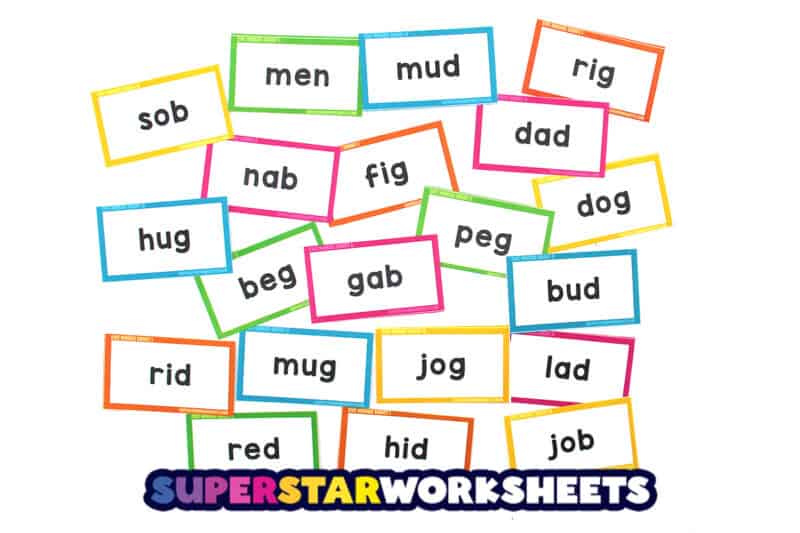 CVC Flashcards - Superstar Worksheets