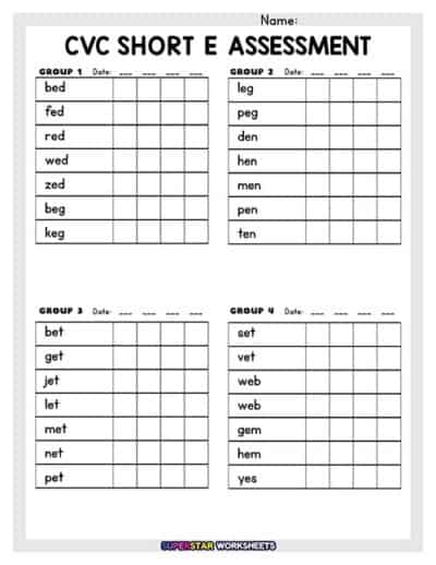 Phonics Assessment - Superstar Worksheets