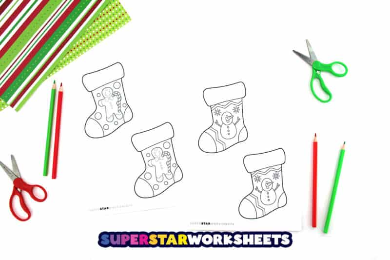 Christmas Stocking Template (Free Printables) - Superstar Worksheets