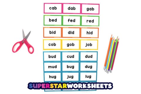 CVC Flashcards - Superstar Worksheets