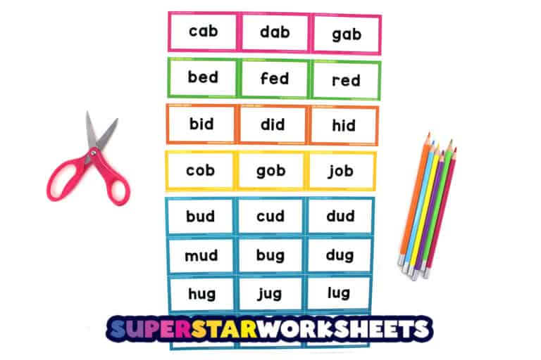 CVC Flashcards - Superstar Worksheets
