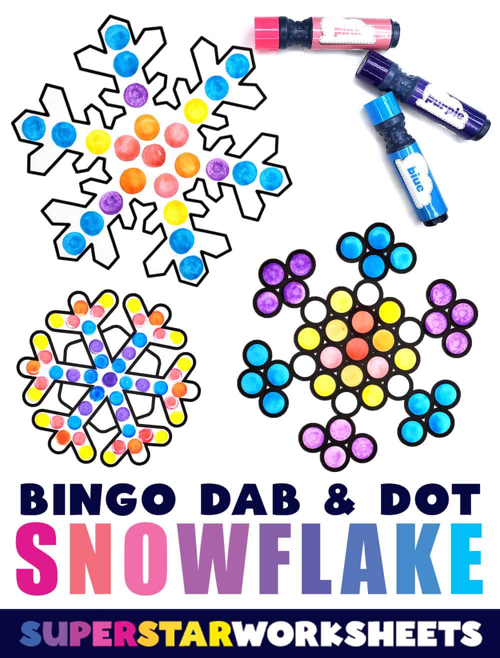 Bingo Dab & Dot Snowflakes Craft - Superstar Worksheets