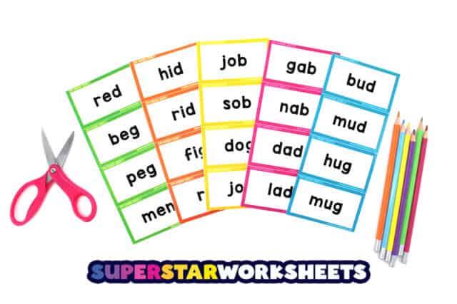 CVC Flashcards - Superstar Worksheets
