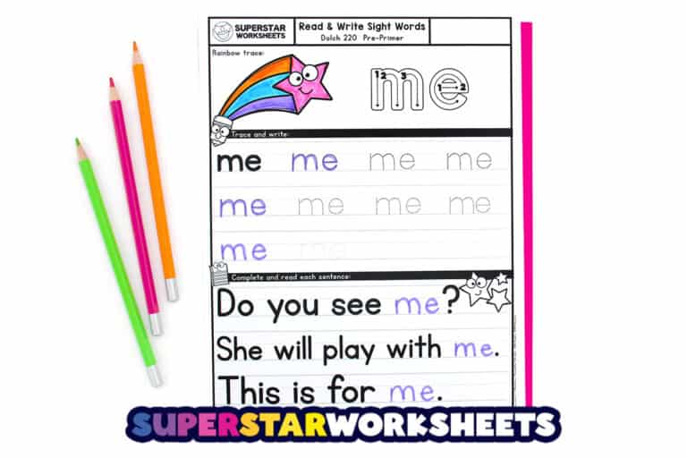 Sight Word Tracing Worksheets - Superstar Worksheets
