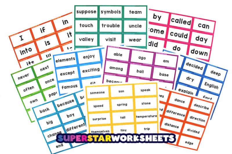 Fry Sight Words Flashcards - Superstar Worksheets