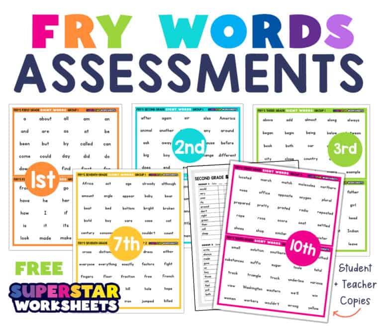 Fry Sight Word Assessment - Superstar Worksheets