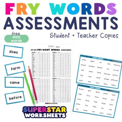 Fry Sight Word Assessment - Superstar Worksheets