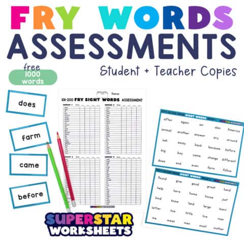 Fry Sight Word Assessment - Superstar Worksheets