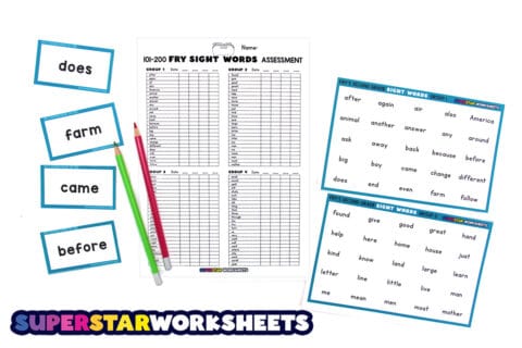 Fry Sight Word Assessment - Superstar Worksheets