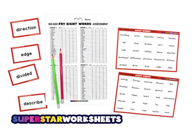 Fry Sight Word Assessment - Superstar Worksheets