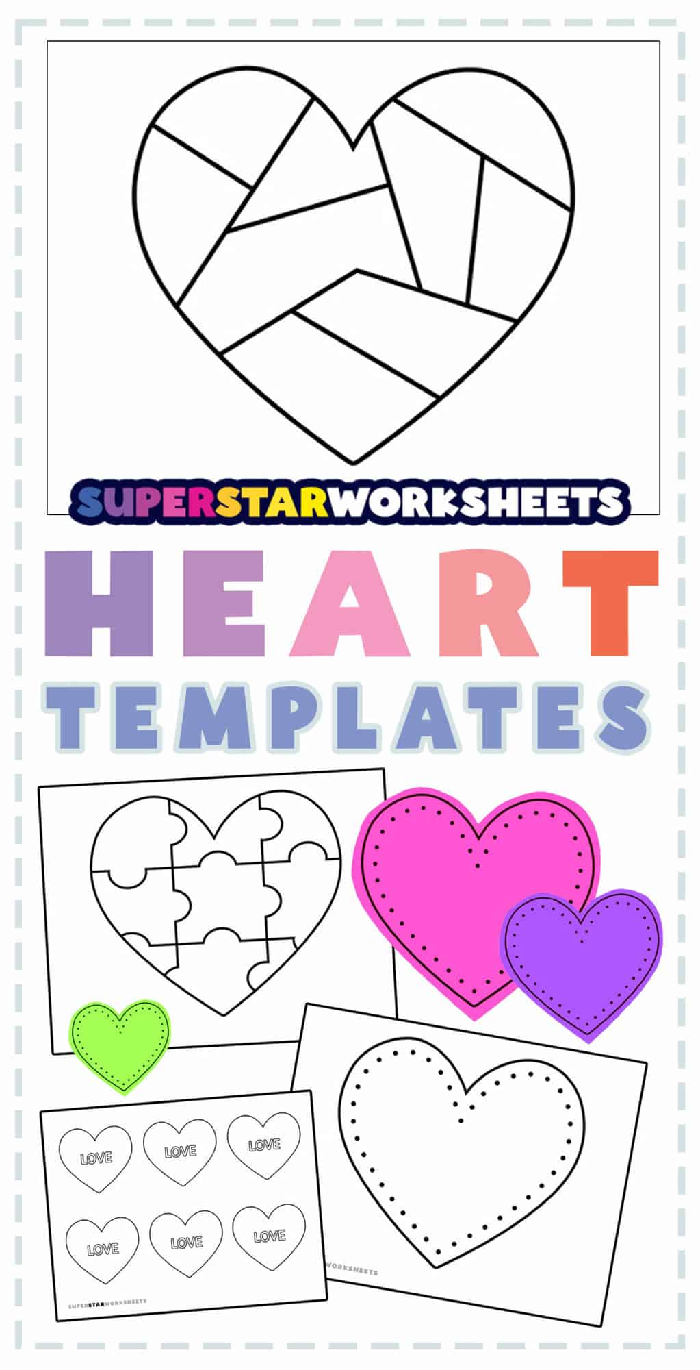 Heart Template (Free Printables) - Superstar Worksheets