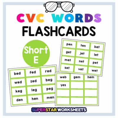 CVC Flashcards - Superstar Worksheets