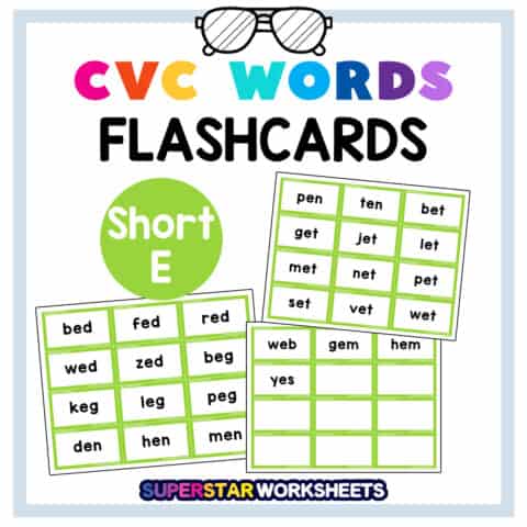 CVC Flashcards - Superstar Worksheets