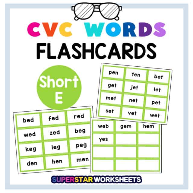 CVC Flashcards - Superstar Worksheets