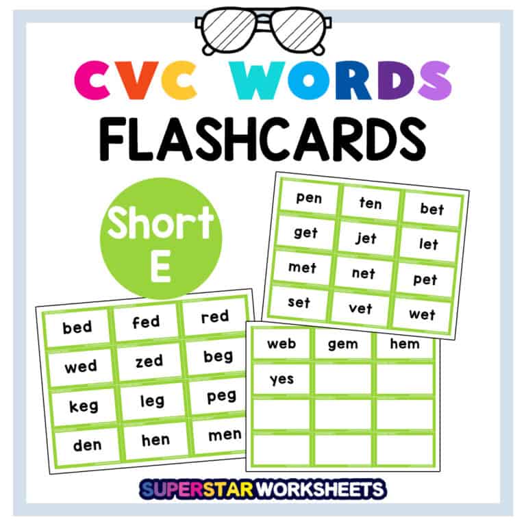 CVC Flashcards - Superstar Worksheets