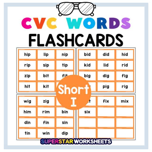 CVC Flashcards - Superstar Worksheets