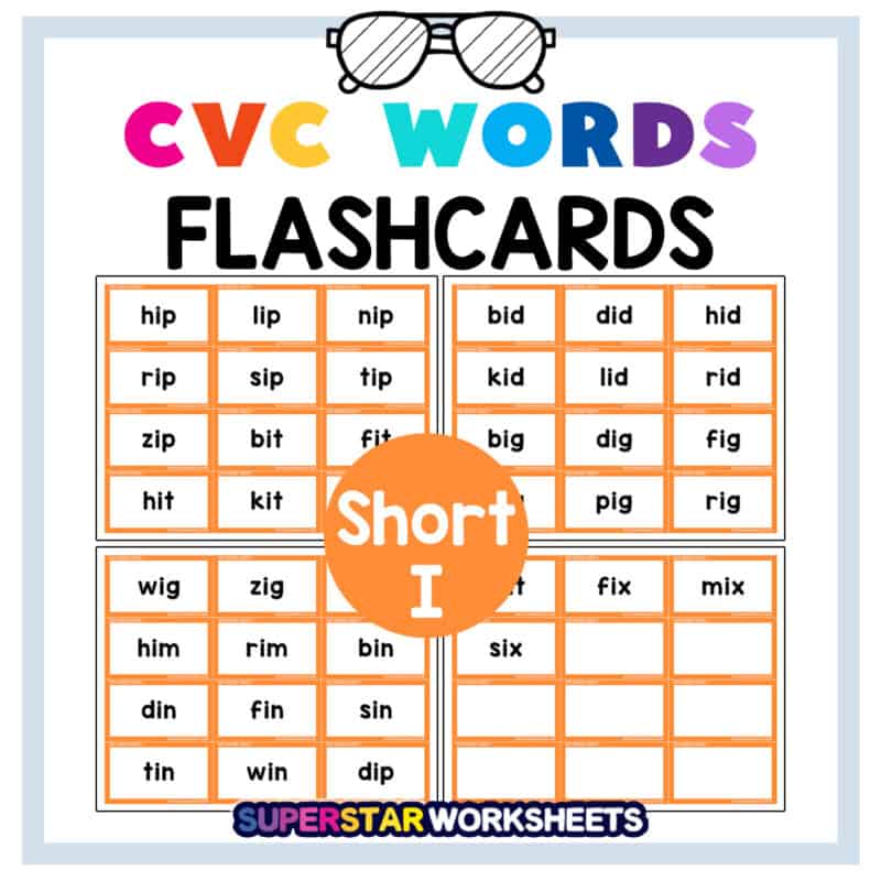 CVC Flashcards - Superstar Worksheets